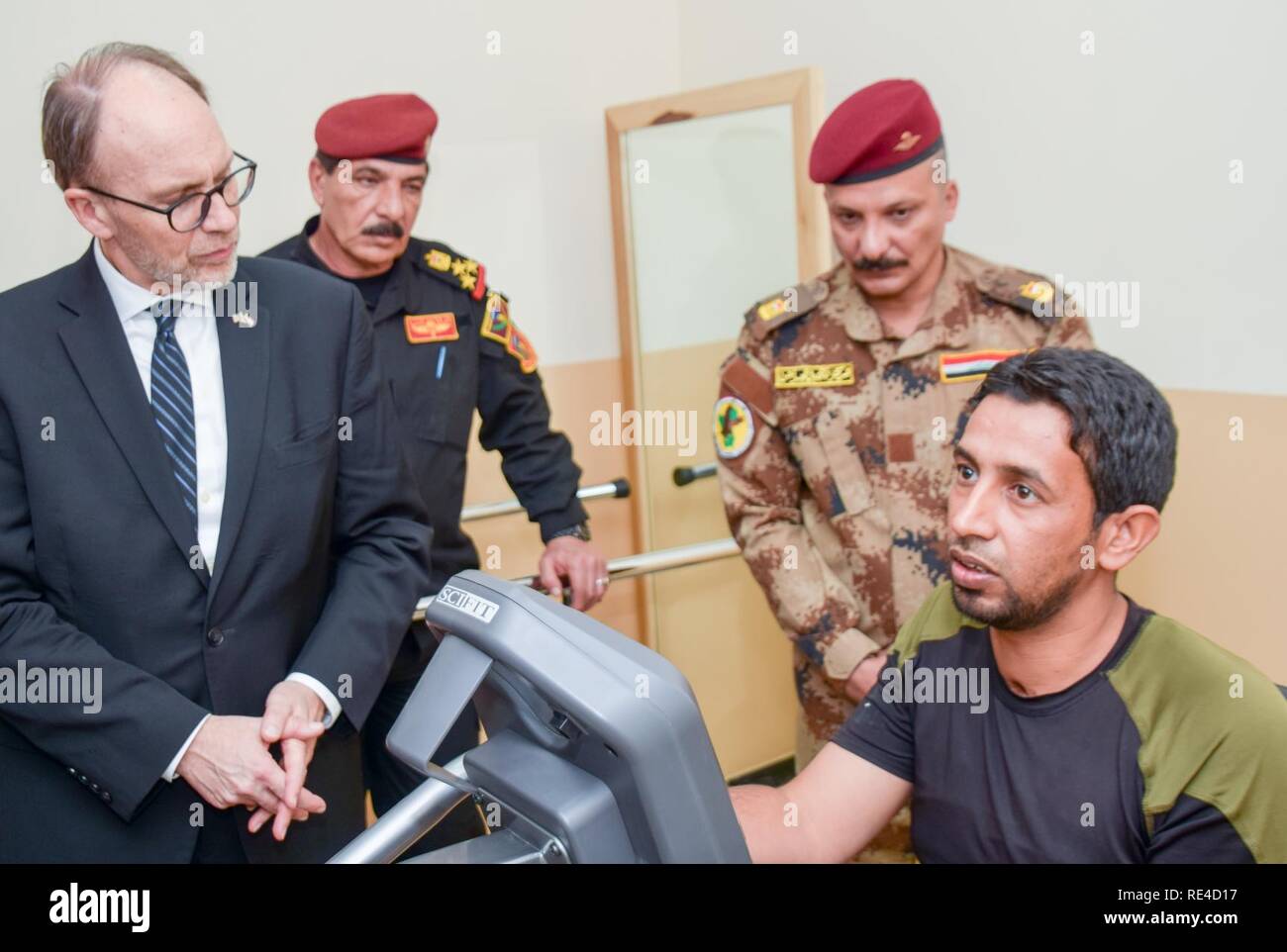 U.S. Ambassador to Iraq, Douglas A. Silliman, left, speaks with an ...