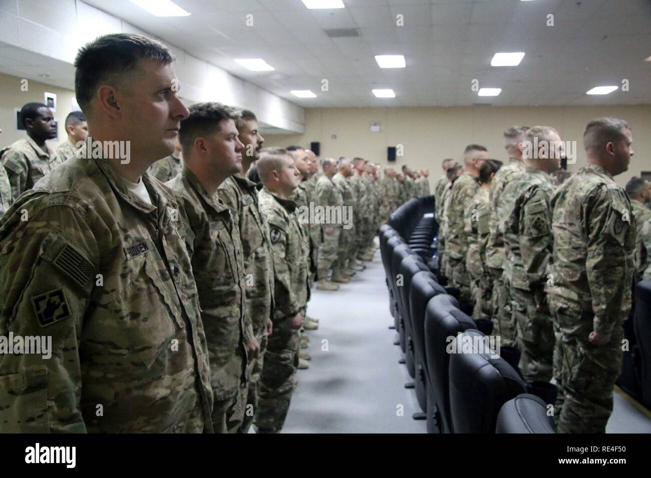 Soldiers assigned to Task Force Granite of the 368th Eng. Bn. stand at ...