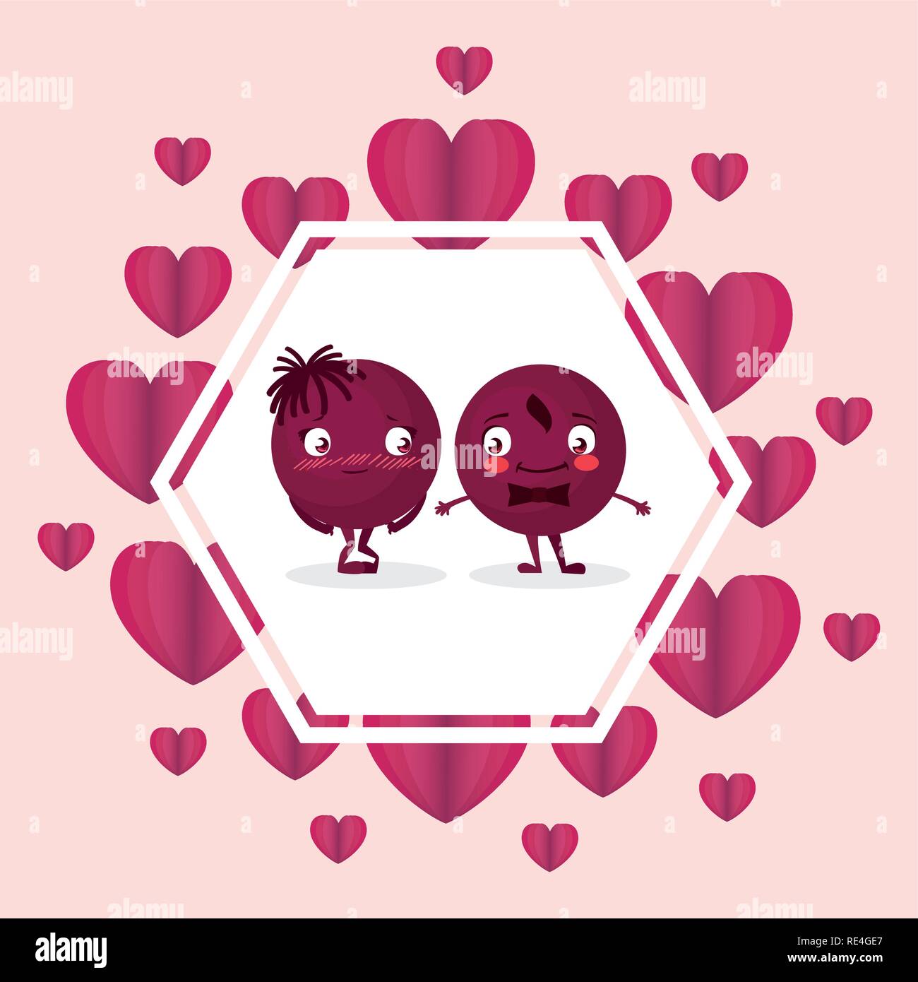 happy couple emoticons characters vector illustration design Stock ...