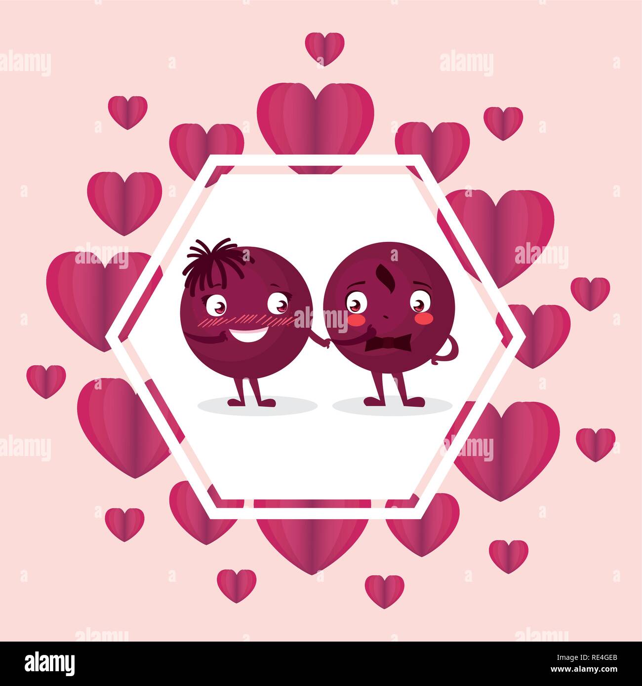 happy couple emoticons characters vector illustration design Stock ...