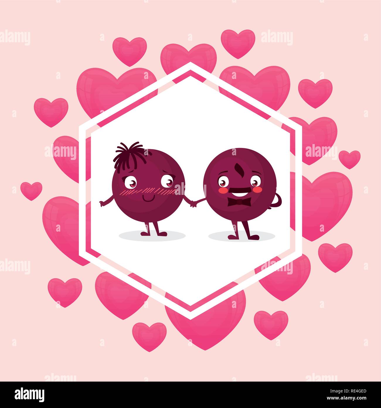 happy couple emoticons characters vector illustration design Stock ...