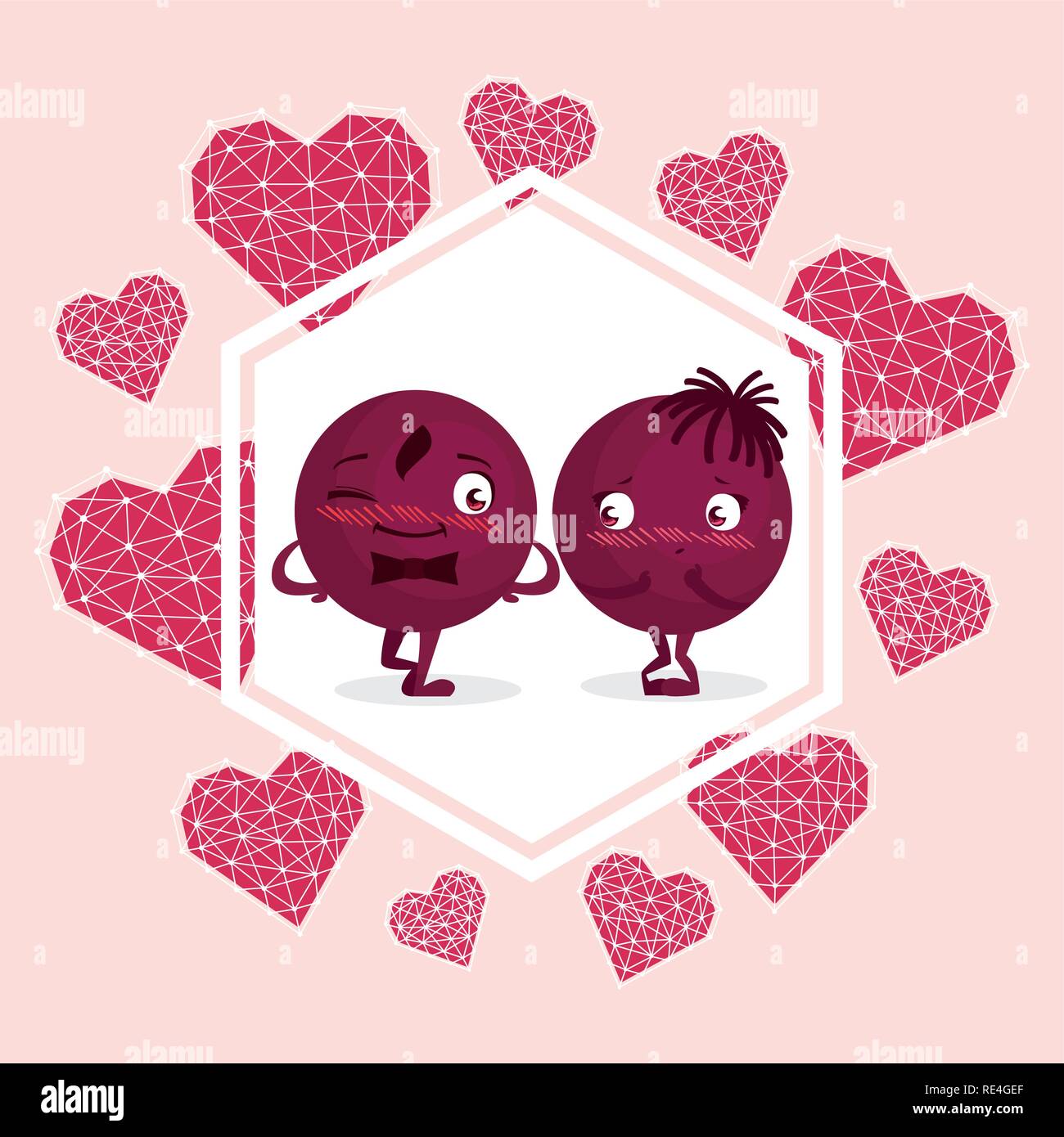 happy couple emoticons characters vector illustration design Stock ...