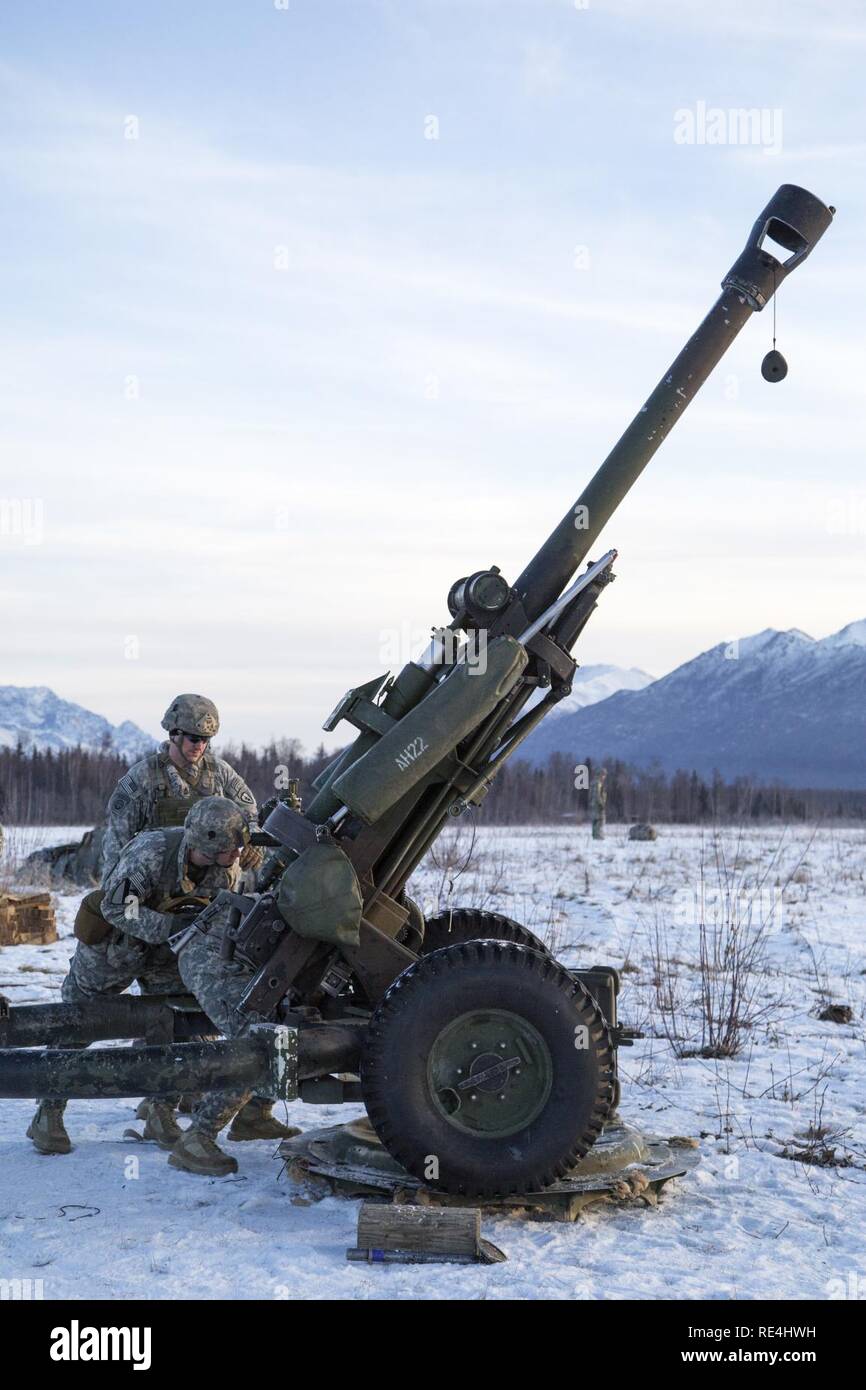 Paratroopers assigned to A Battery, 2nd Battalion, 377th Parachute Field Artillery Regiment, 4th ...