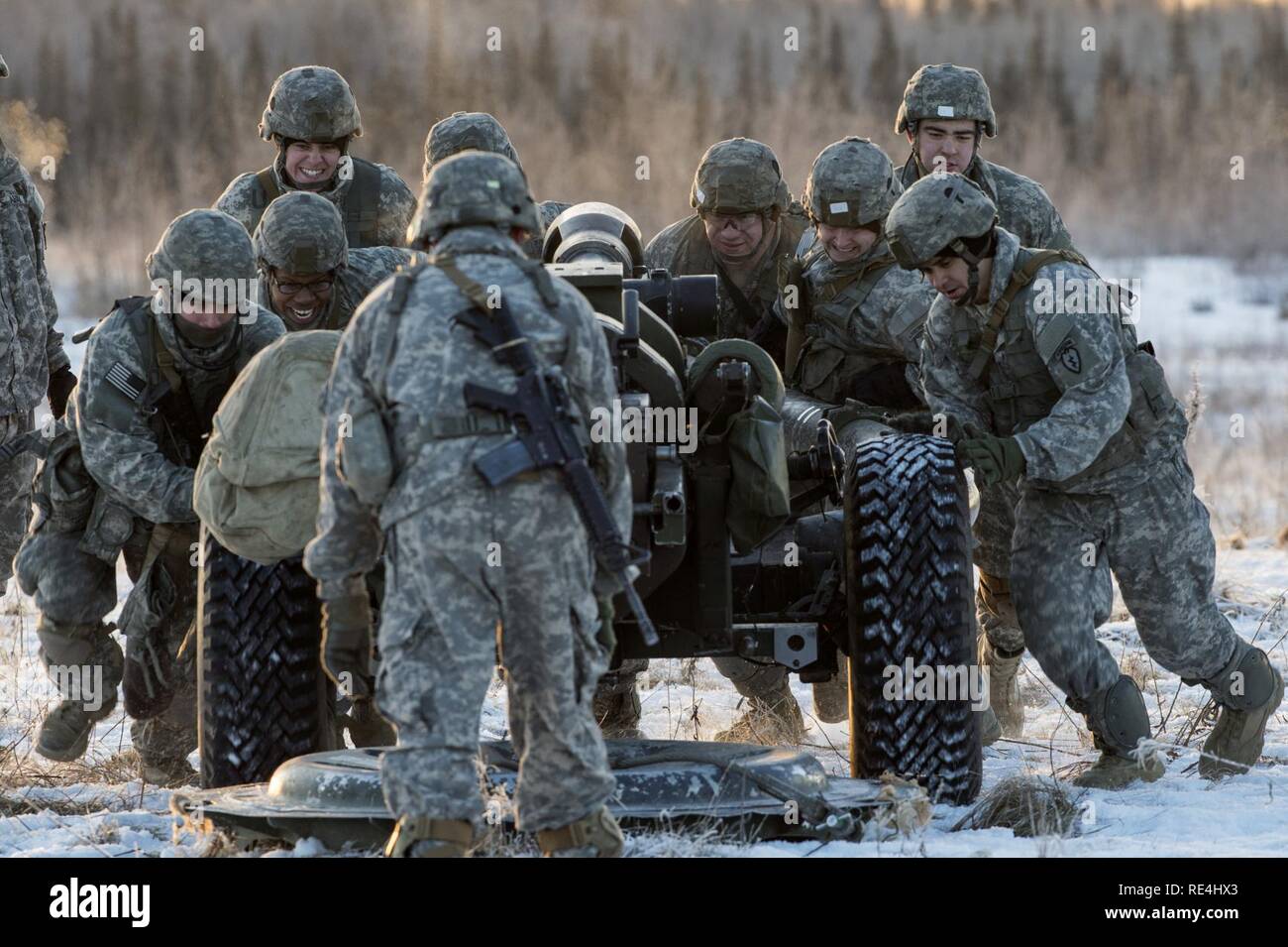 Paratroopers assigned to A Battery, 2nd Battalion, 377th Parachute Field Artillery Regiment, 4th ...