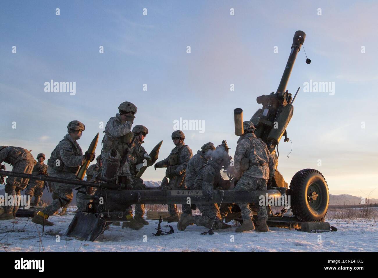 Paratroopers assigned to A Battery, 2nd Battalion, 377th Parachute Field Artillery Regiment, 4th ...