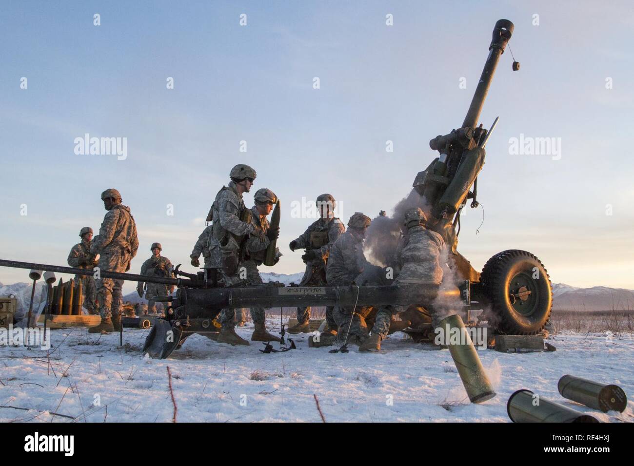 Paratroopers assigned to A Battery, 2nd Battalion, 377th Parachute Field Artillery Regiment, 4th ...
