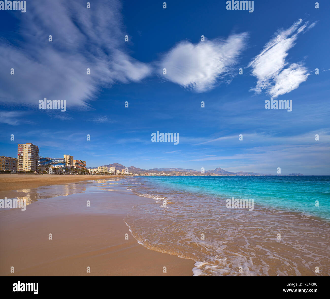 El Campello beach Muchavista playa in Alicante at Costa Blanca of Spain ...