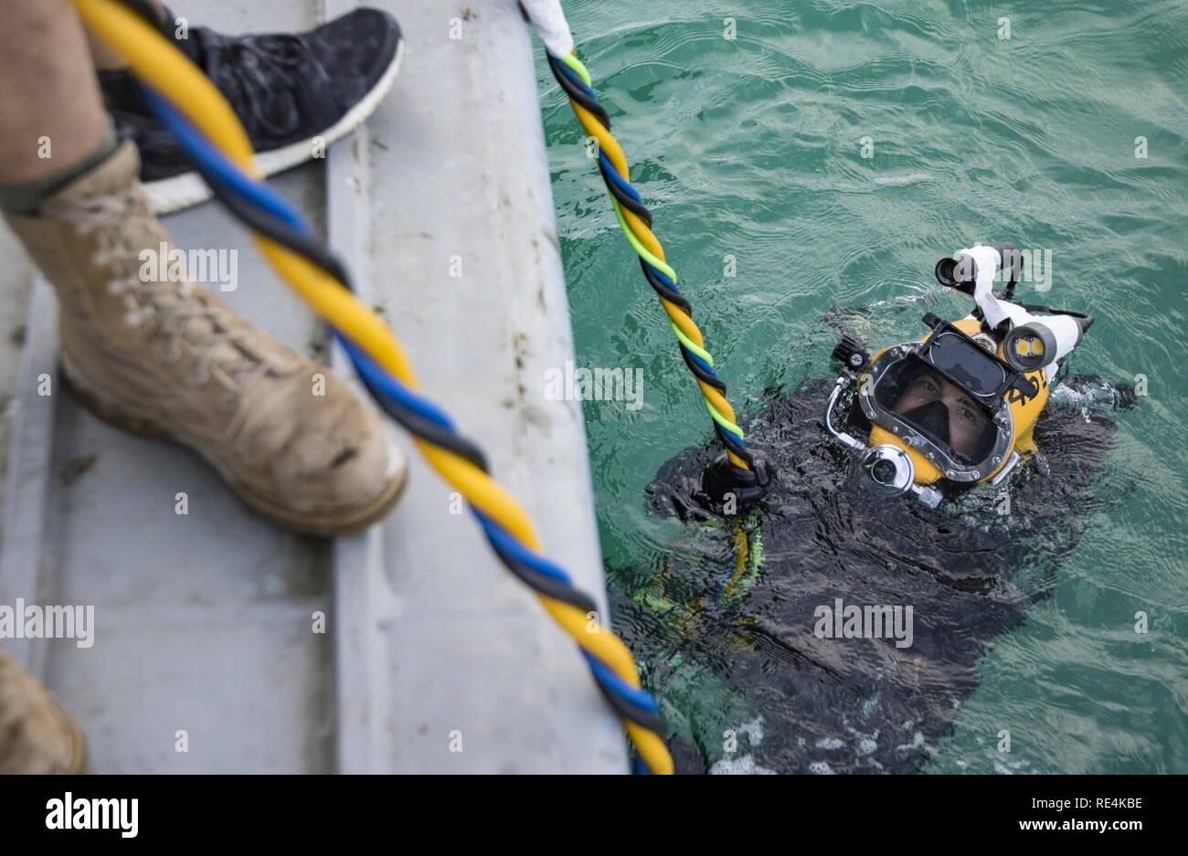 A U.S. Army engineer diver with the 511th Engineer Dive Detachment from ...