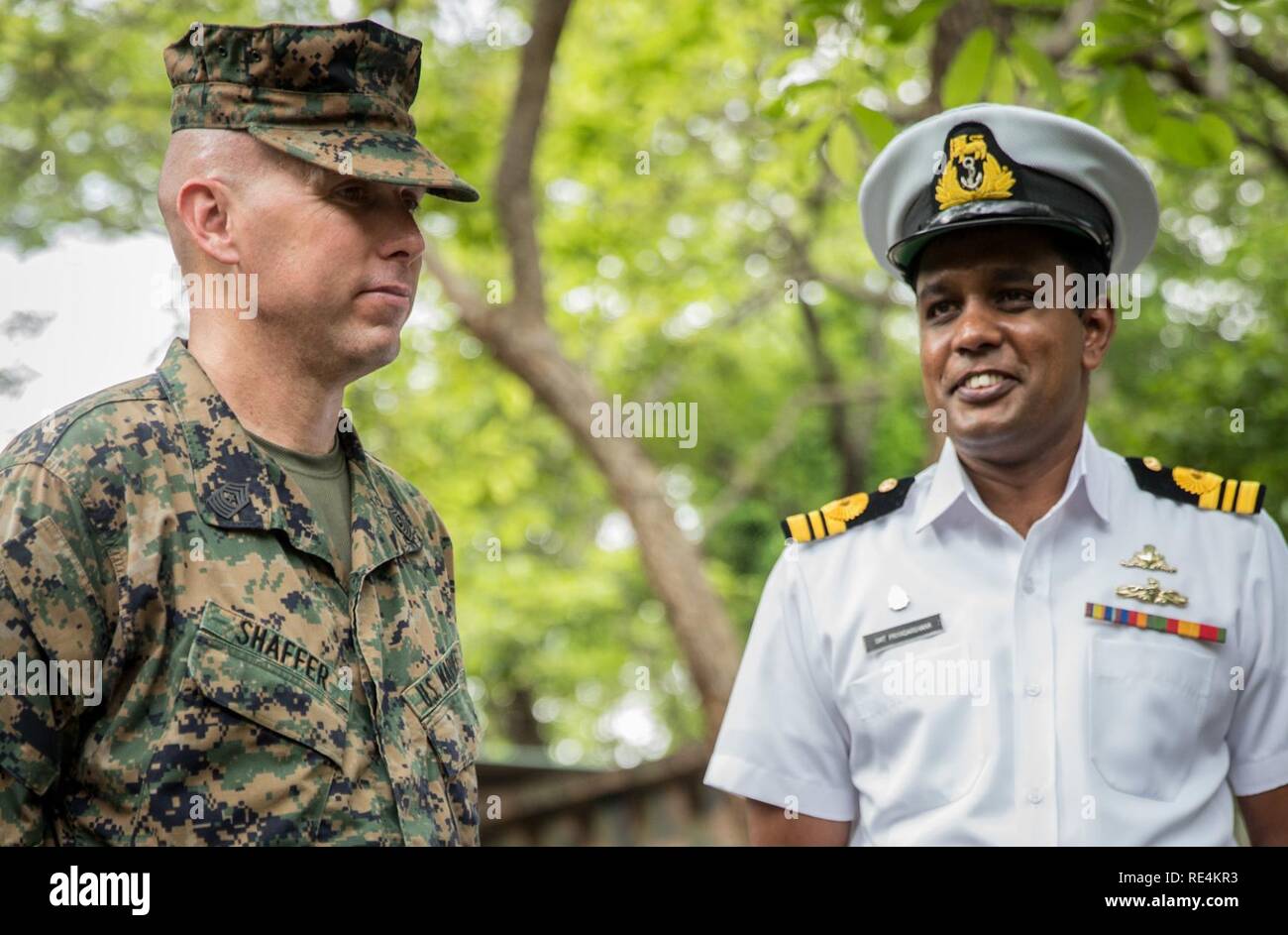 TRINCOMALEE, Sri Lanka (Nov. 25, 2016) A Sri Lankan naval officer talks ...