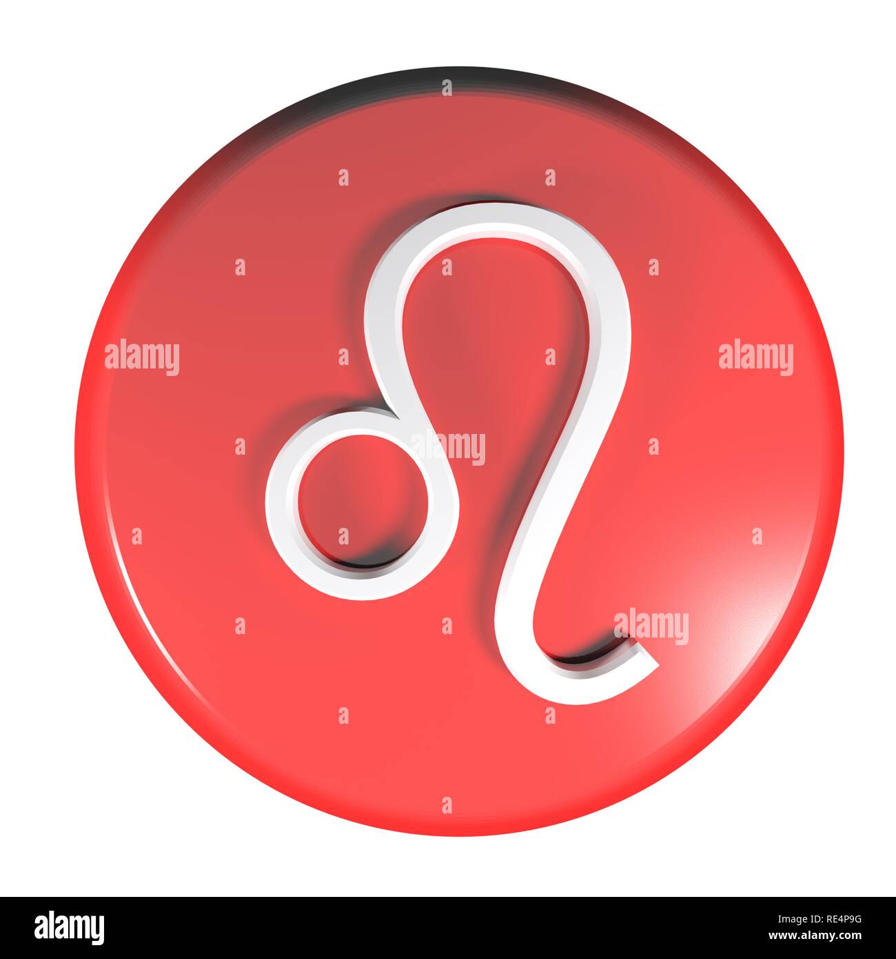 ZODIAC LEO ICON red circle push button - 3D rendering illustration ...