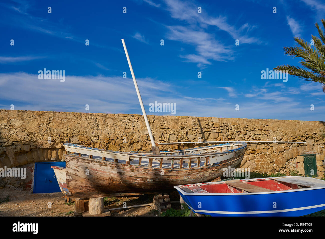 old boat in Nova Tabarca island of Alicante Spain Stock Photo - Alamy