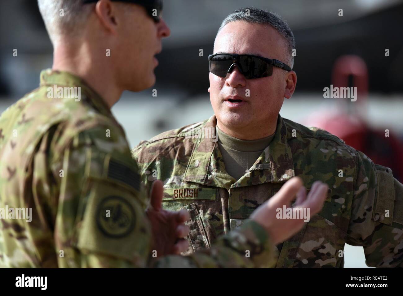 Air Force Chief Master Sgt. Mitchell Brush, right, senior enlisted ...
