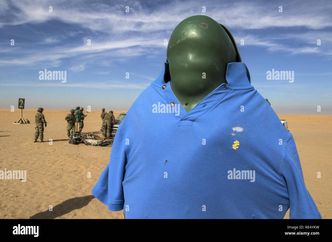 Several small holes from tungsten steel pellets dispersed by a M30A1 ...