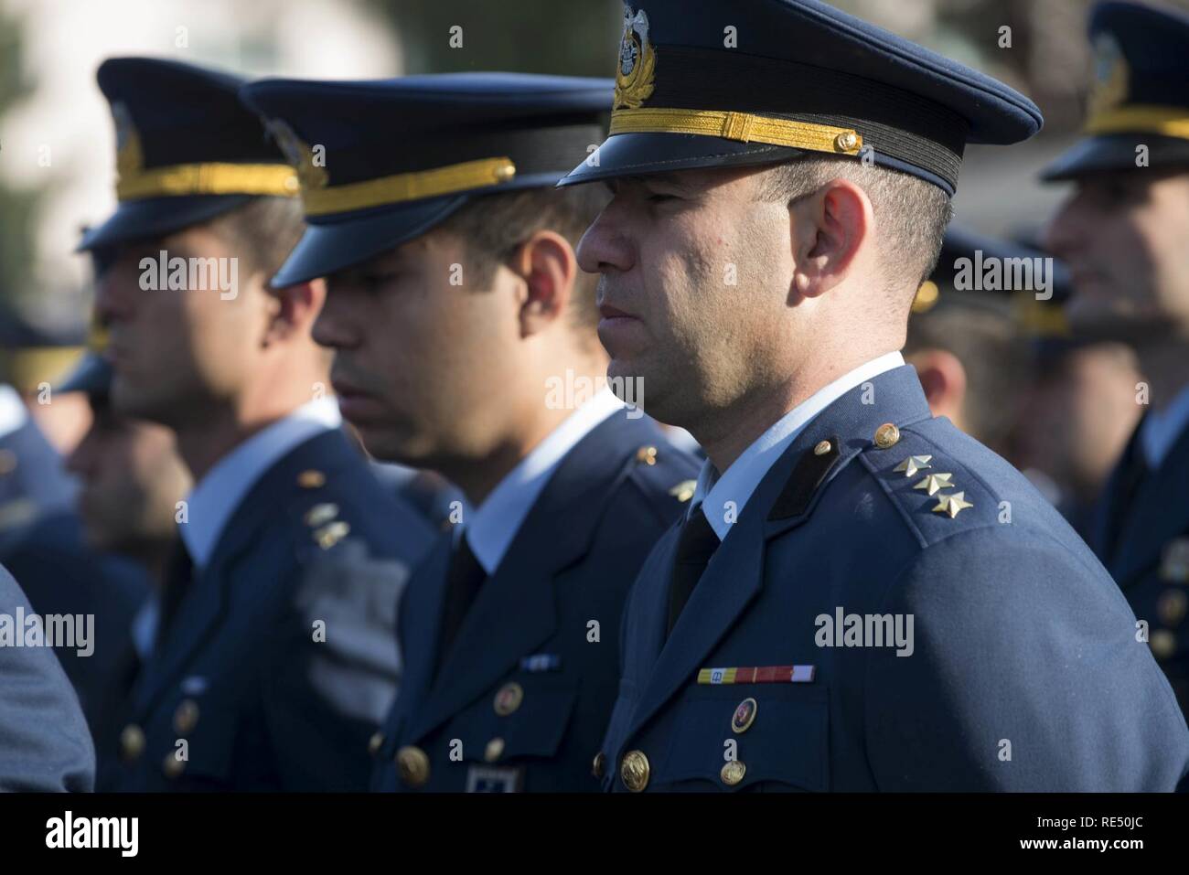 Turkish Air Force members assigned to the 10th Tanker Base stand in ...