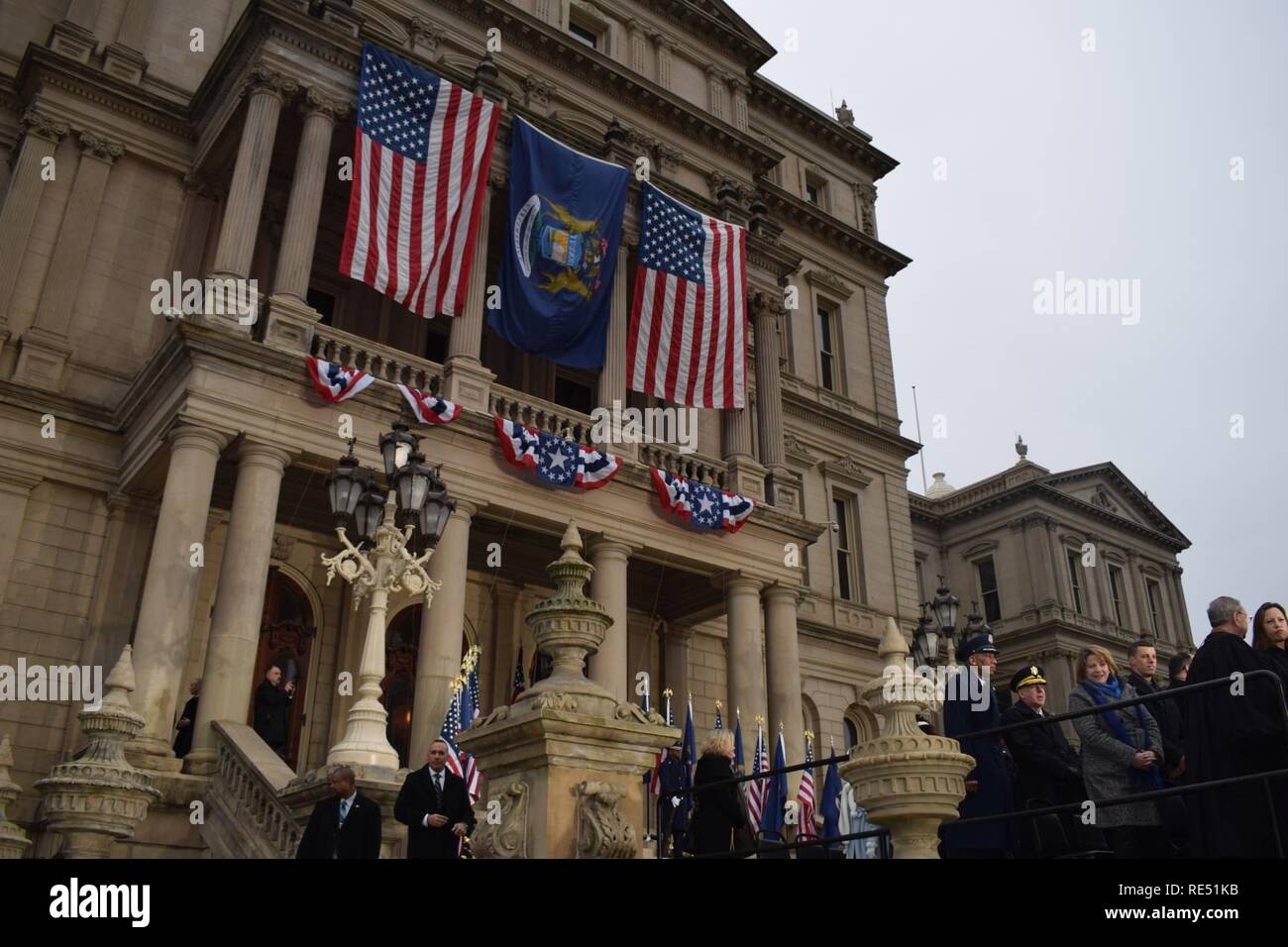 The Michigan State Capitol during the inauguration of Gov. Gretchen ...