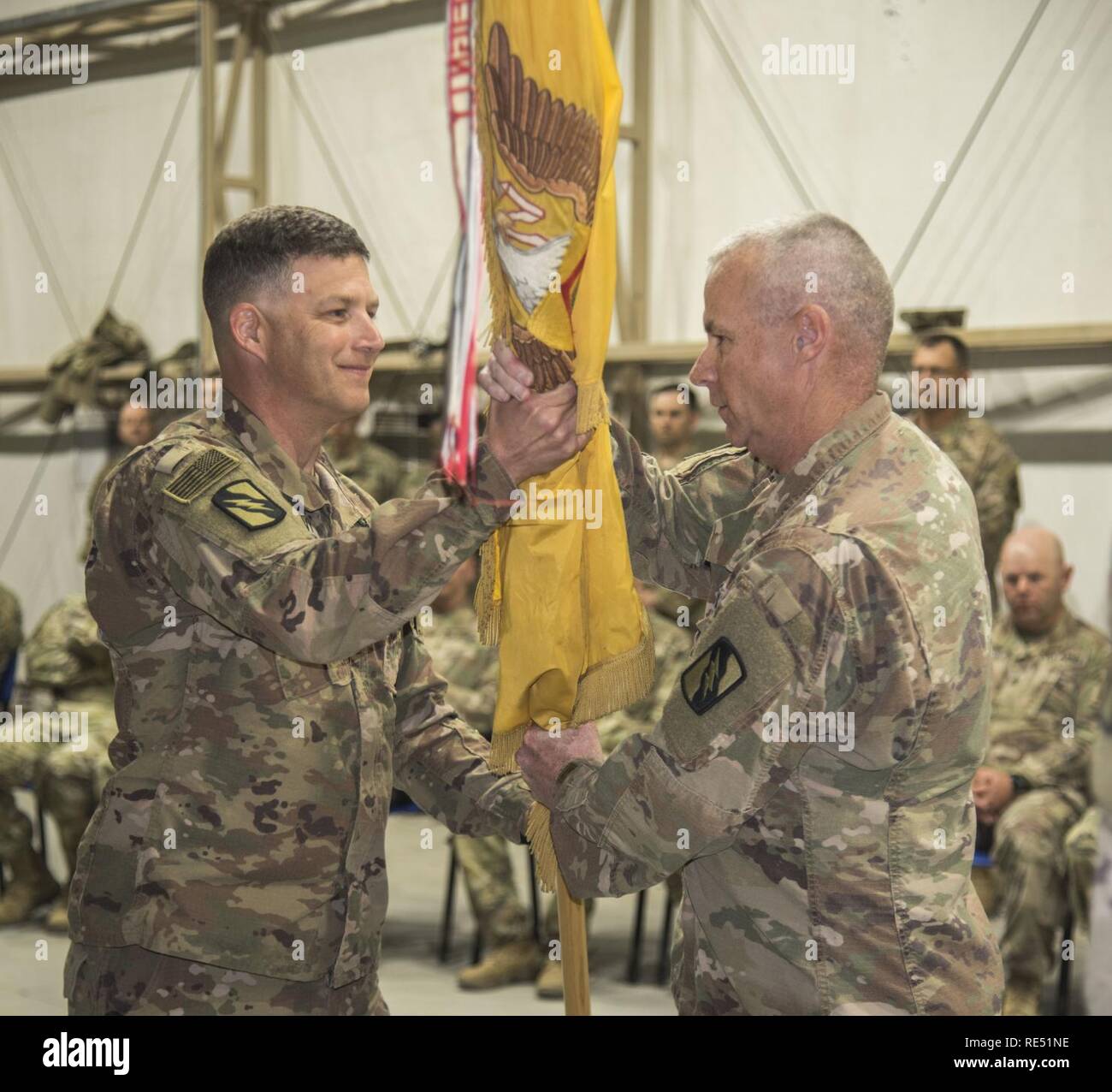 2d Battalion, 198th Armored Regiment conducts a change of command ceremony at Camp Buehring ...