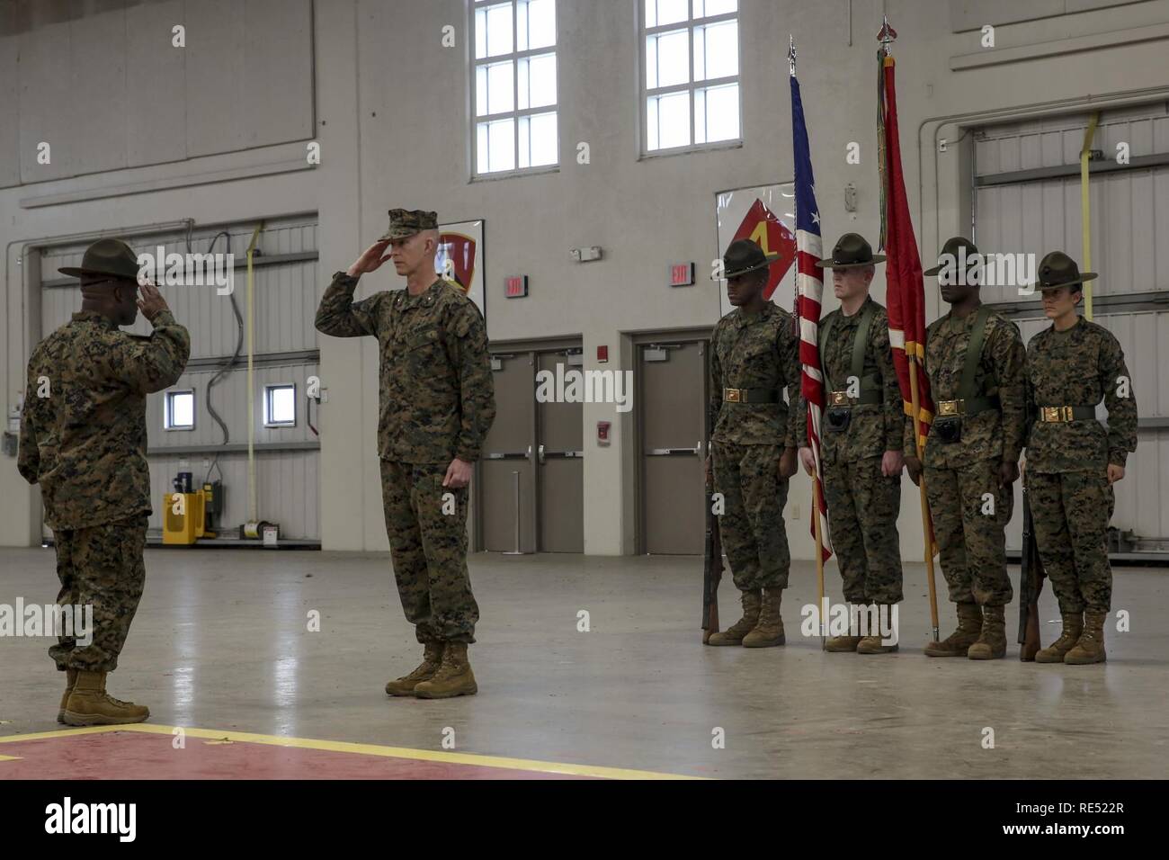 Depot Sergeant Major, Sgt. Maj. William C. Carter salutes Commanding ...