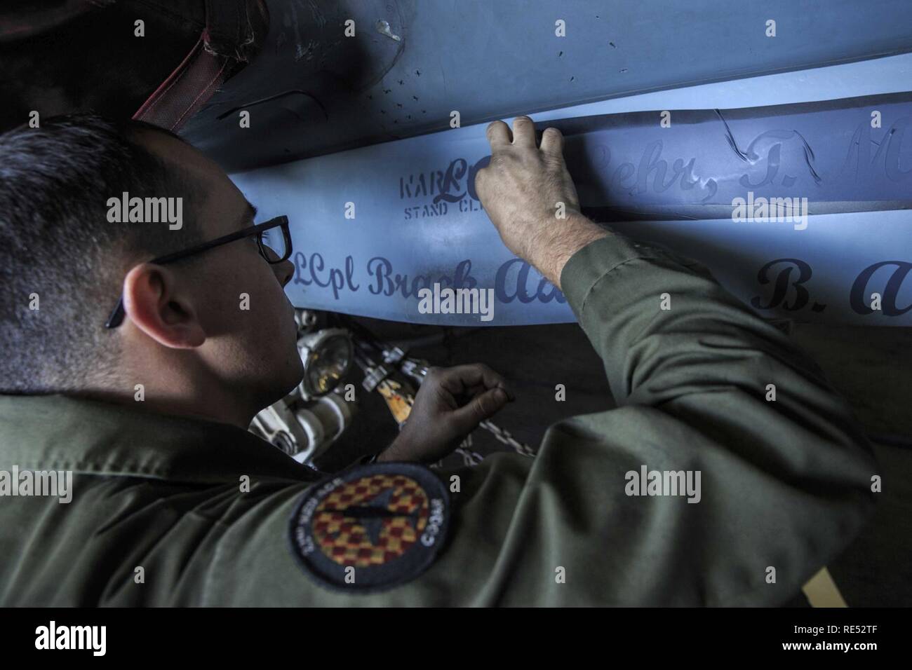 Sgt. Jace Duncan, an AV- 8B Harrier powerline mechanic with the 22nd ...