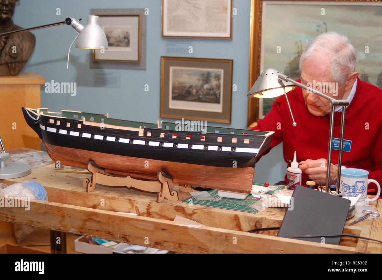 Lee Martin, a volunteer model shipbuilder with the Hampton Roads Naval ...