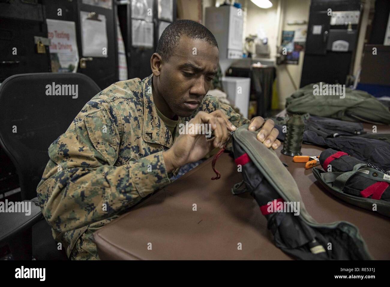 MEDITERRANEAN SEA (Jan. 4, 2019) Lance Cpl. Sashonell Marson conducts ...
