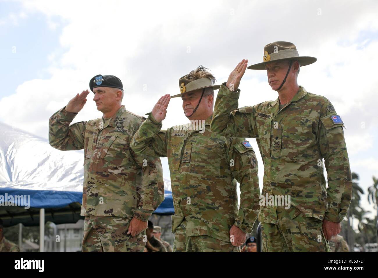 U.S. Army Pacific Commanding General, Gen. Robert Brown (left) welcomed ...