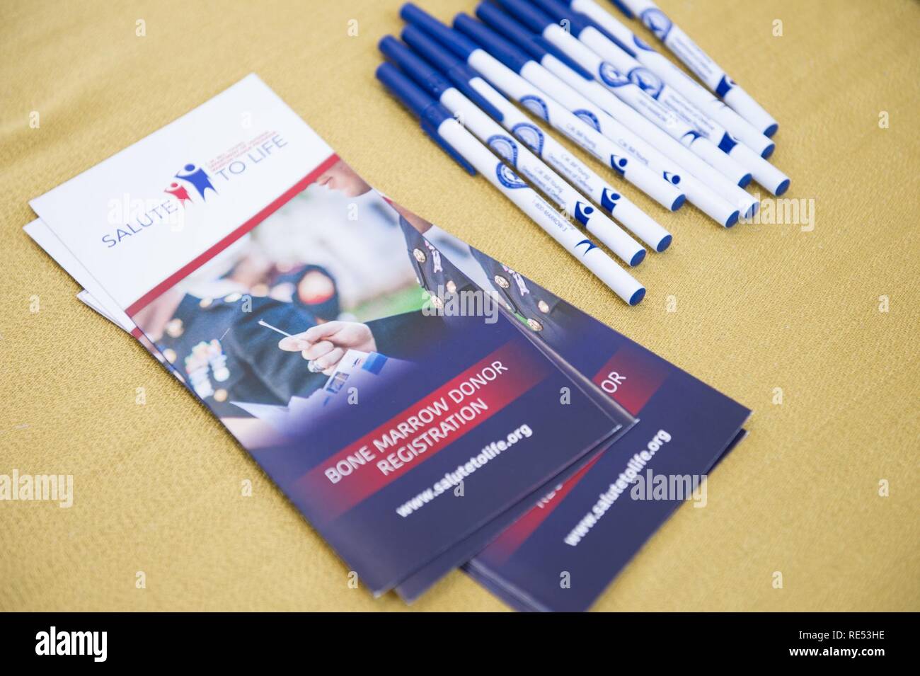 Bone Marrow Donor registration pamphlets line the tables at Joint Base ...