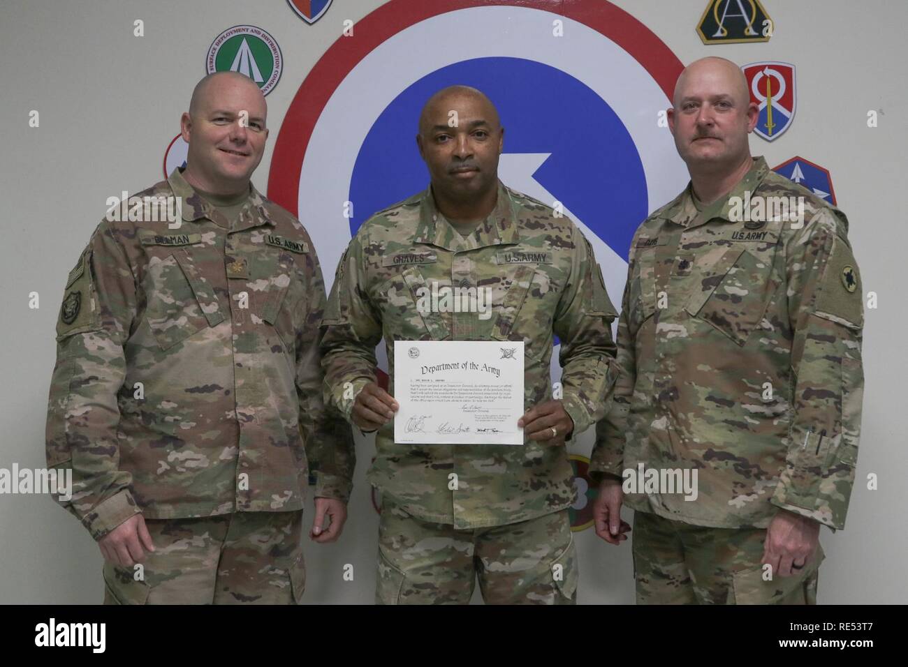 Sgt. 1st Class Essie L. Graves, 184th Sustainment Command, stands with ...