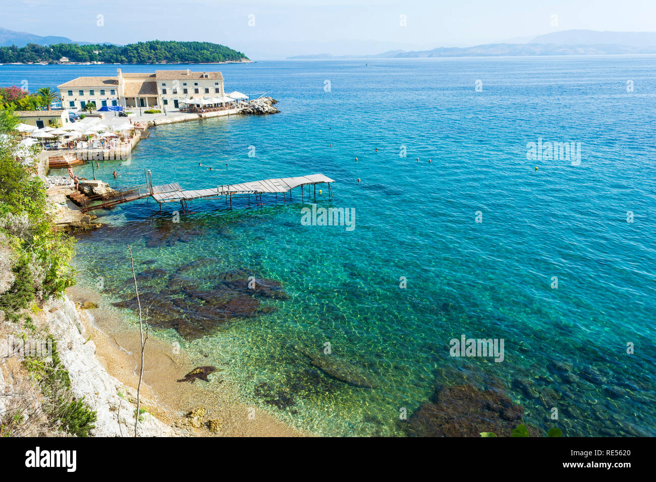 View of Corfu beach at the capital of Corfu island, Greece. Corfu is a ...