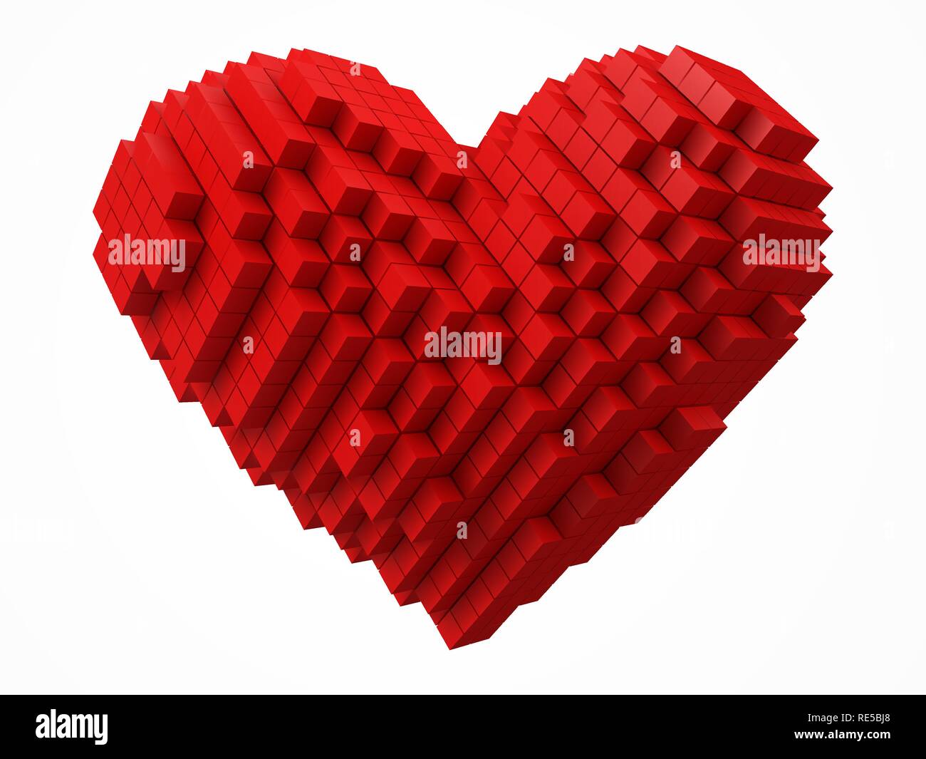 heart shaped data block. made with red cubes. 3d pixel style vector ...
