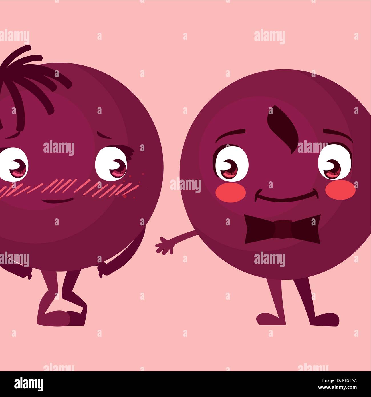 happy couple emoticons characters vector illustration design Stock ...