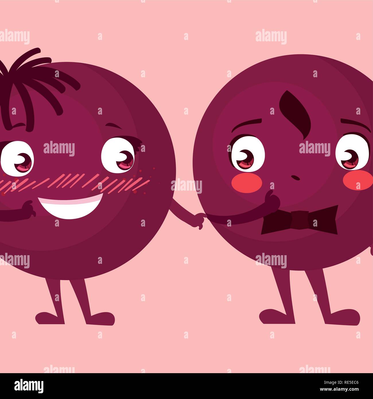 happy couple emoticons characters vector illustration design Stock ...