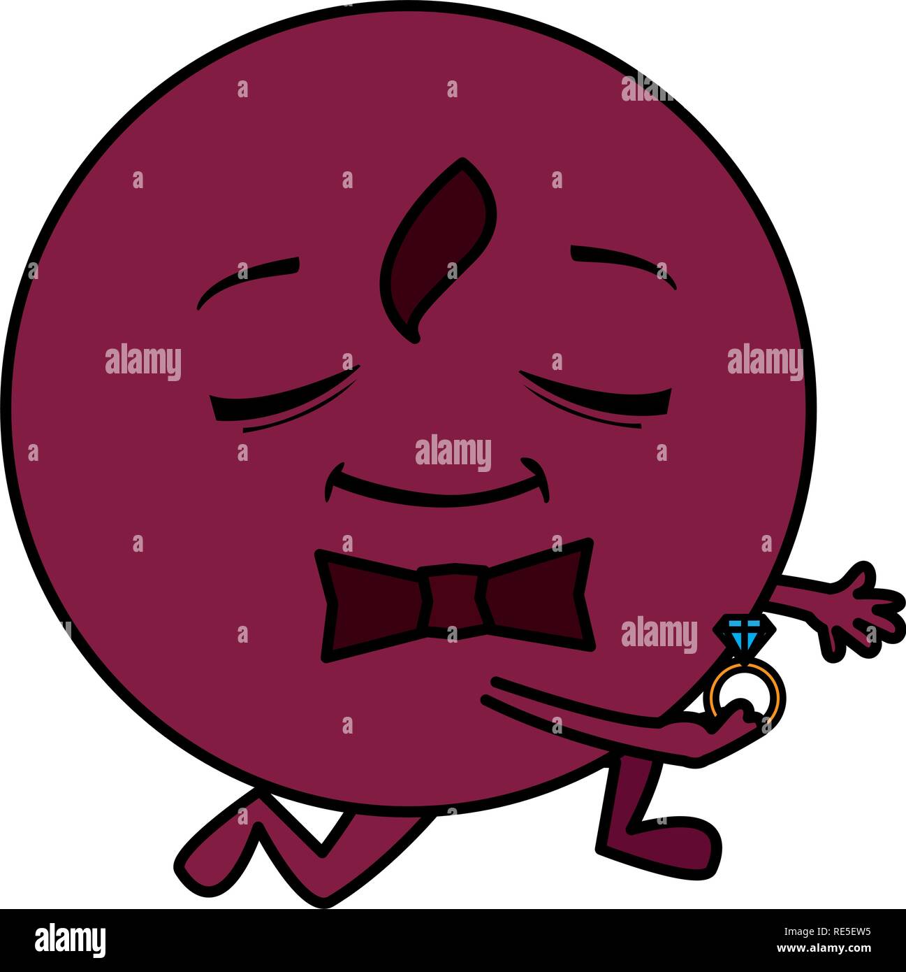 gentleman emoticon with bowtie and engagement ring vector illustration ...