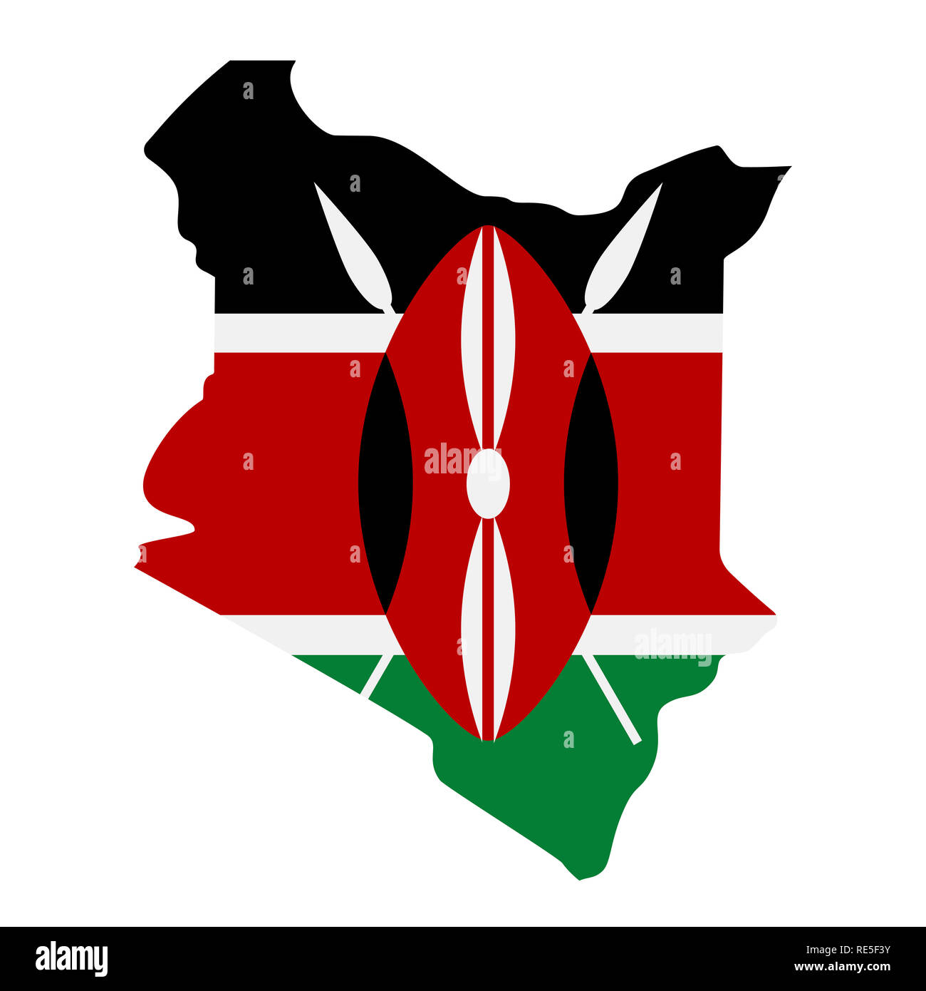 map of Kenya with flag inside. Kenya map illustration Stock Photo - Alamy