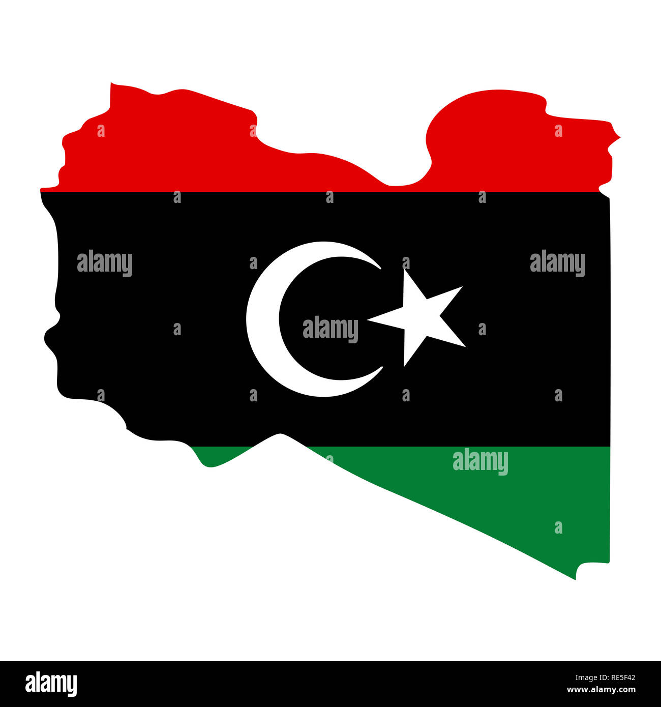 map of Libya with flag inside. Libya map illustration Stock Photo - Alamy