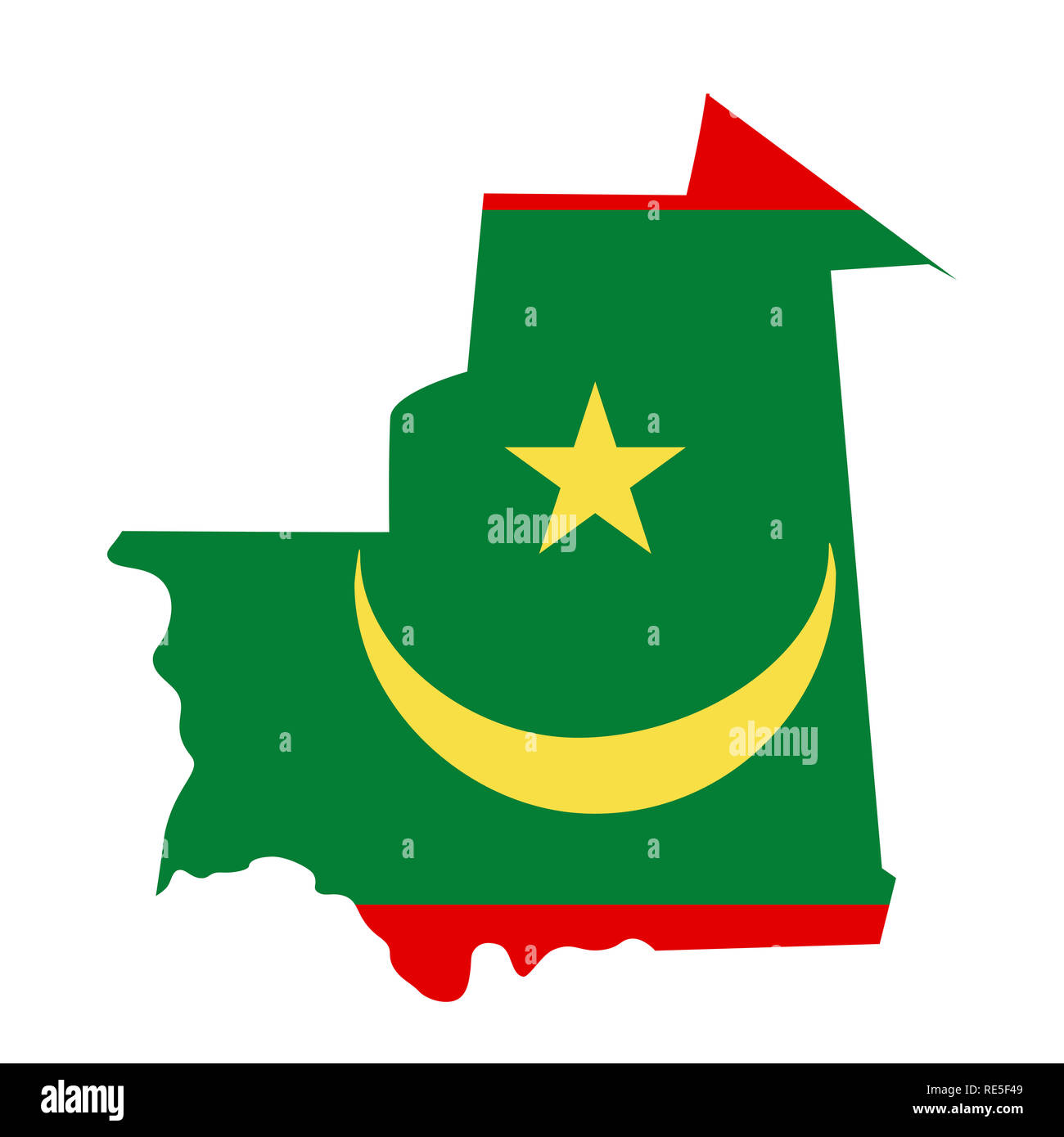 Map Of Mauritania With Flag Inside Mauritania Map Illustration Stock