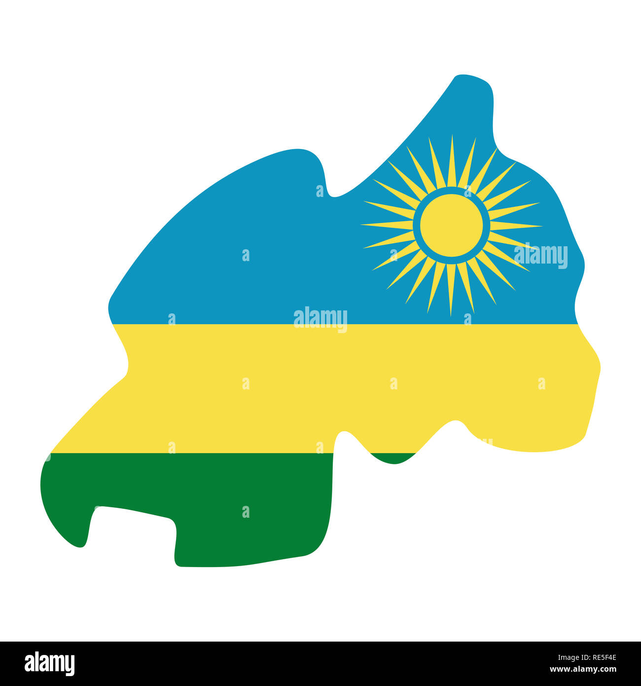 map of Rwanda with flag inside. Rwanda map illustration Stock Photo - Alamy