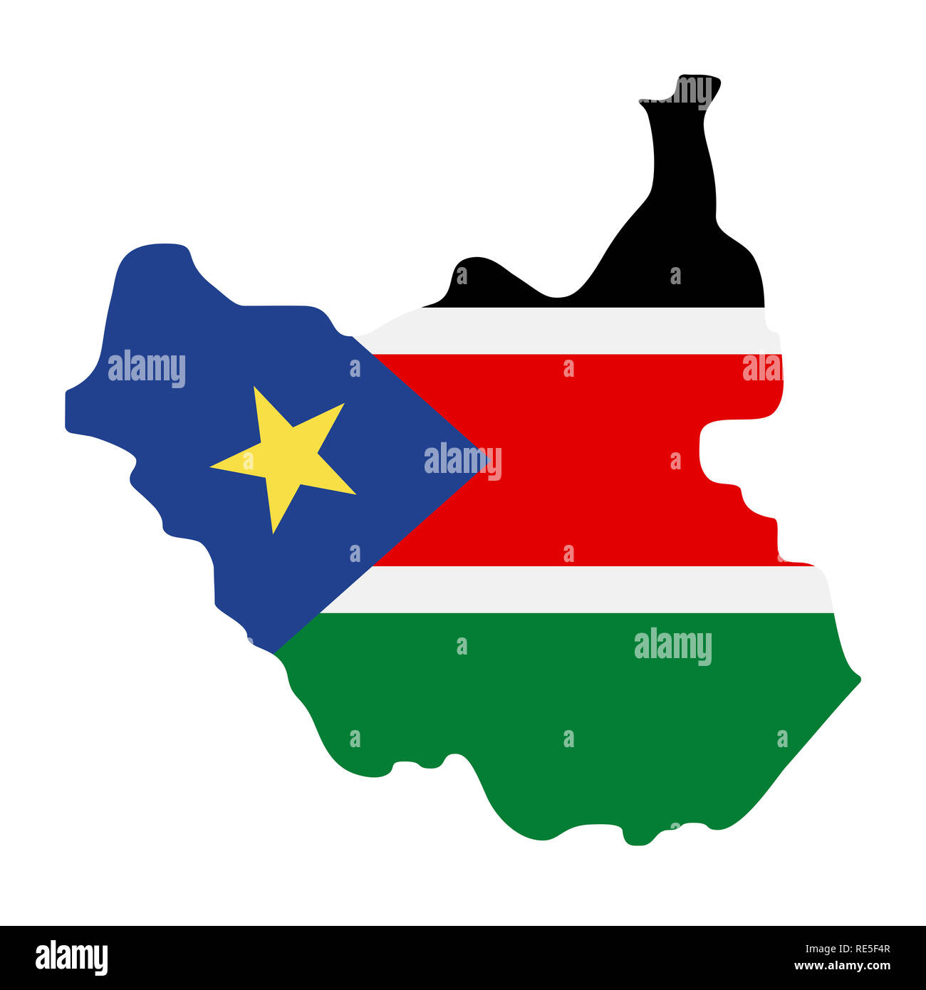 map of South Sudan with flag inside. South Sudan map illustration Stock ...