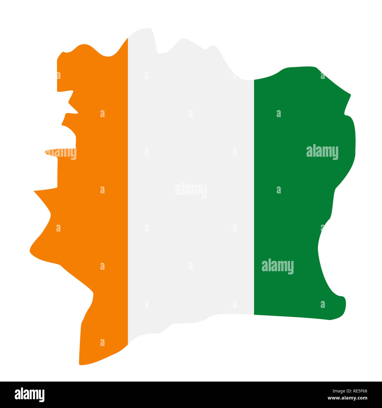 map of Cote d'ivoire with flag inside. Cote d'ivoire map illustration ...