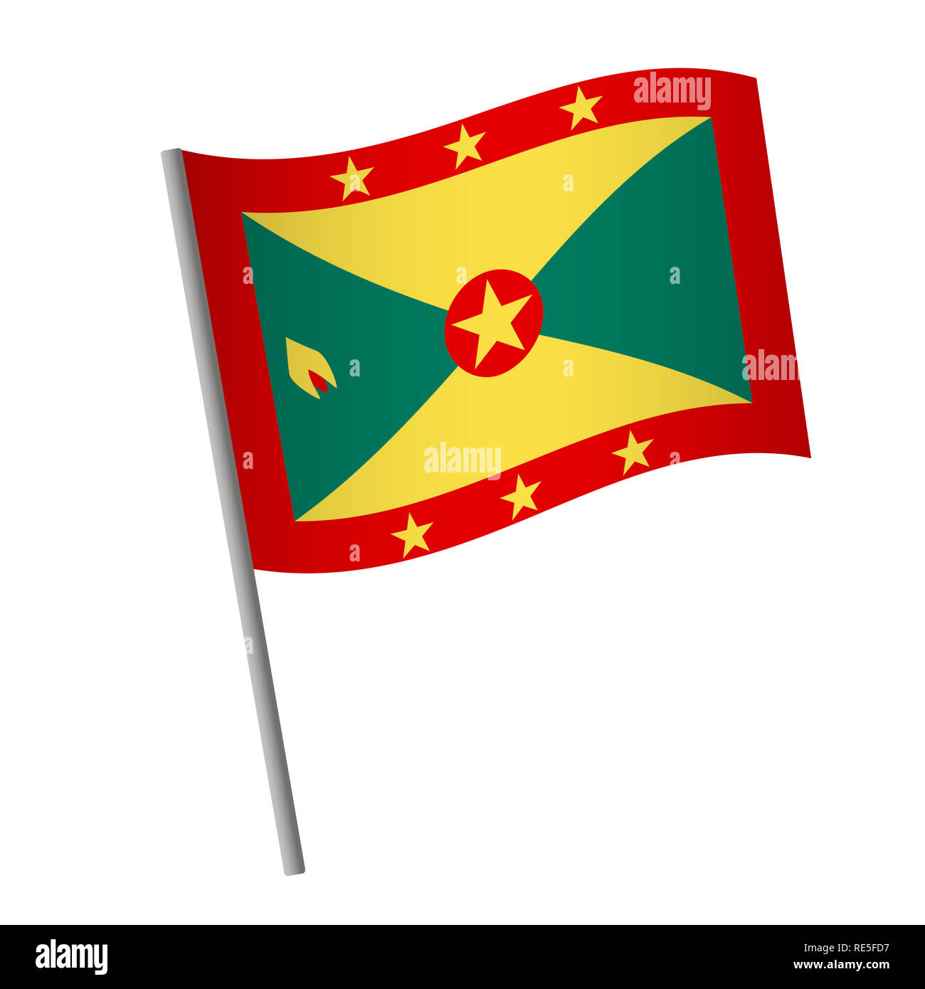 Grenada flag icon. National flag of Grenada on a pole illustration ...