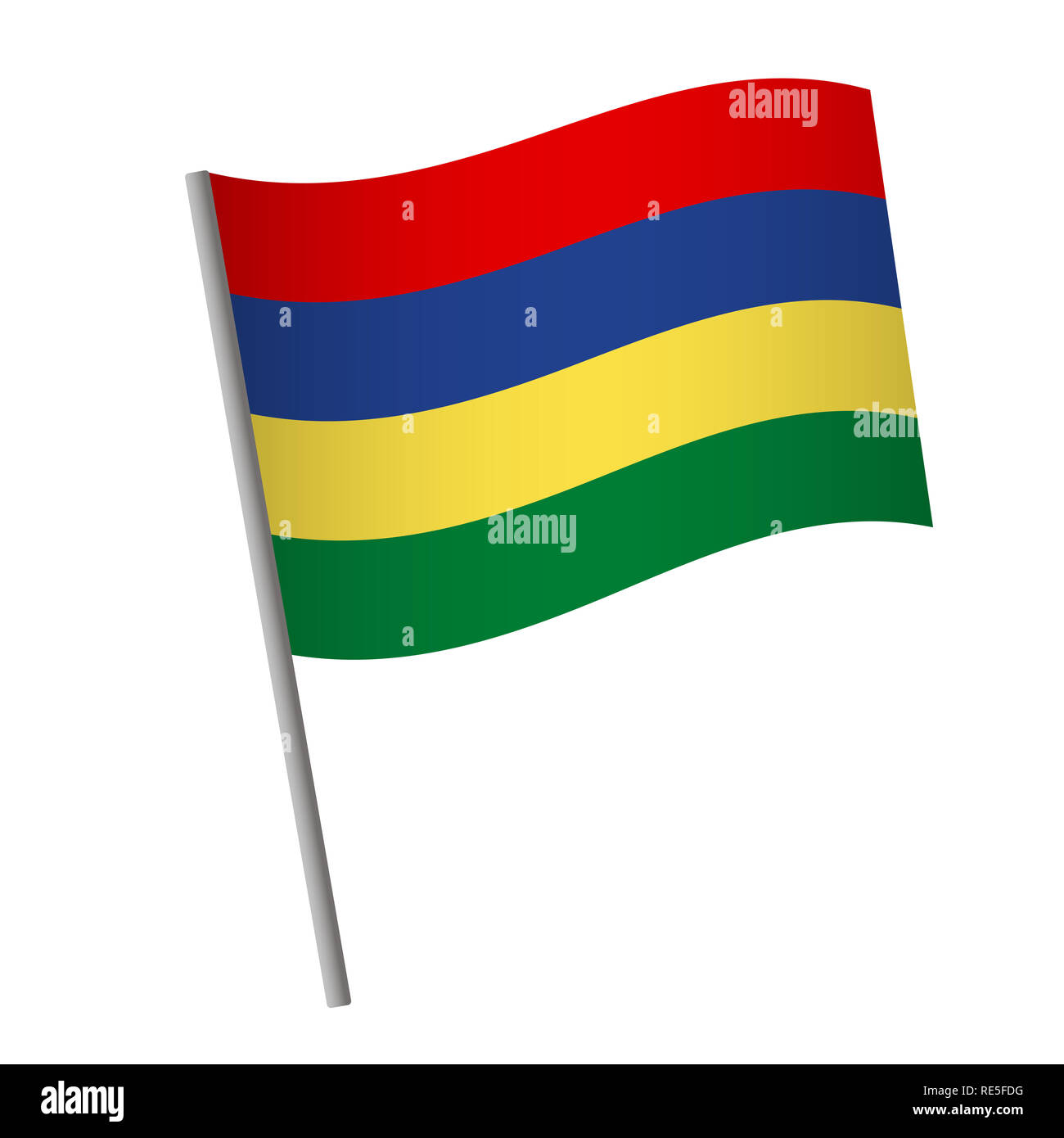 Mauritius flag icon. National flag of Mauritius on a pole illustration ...