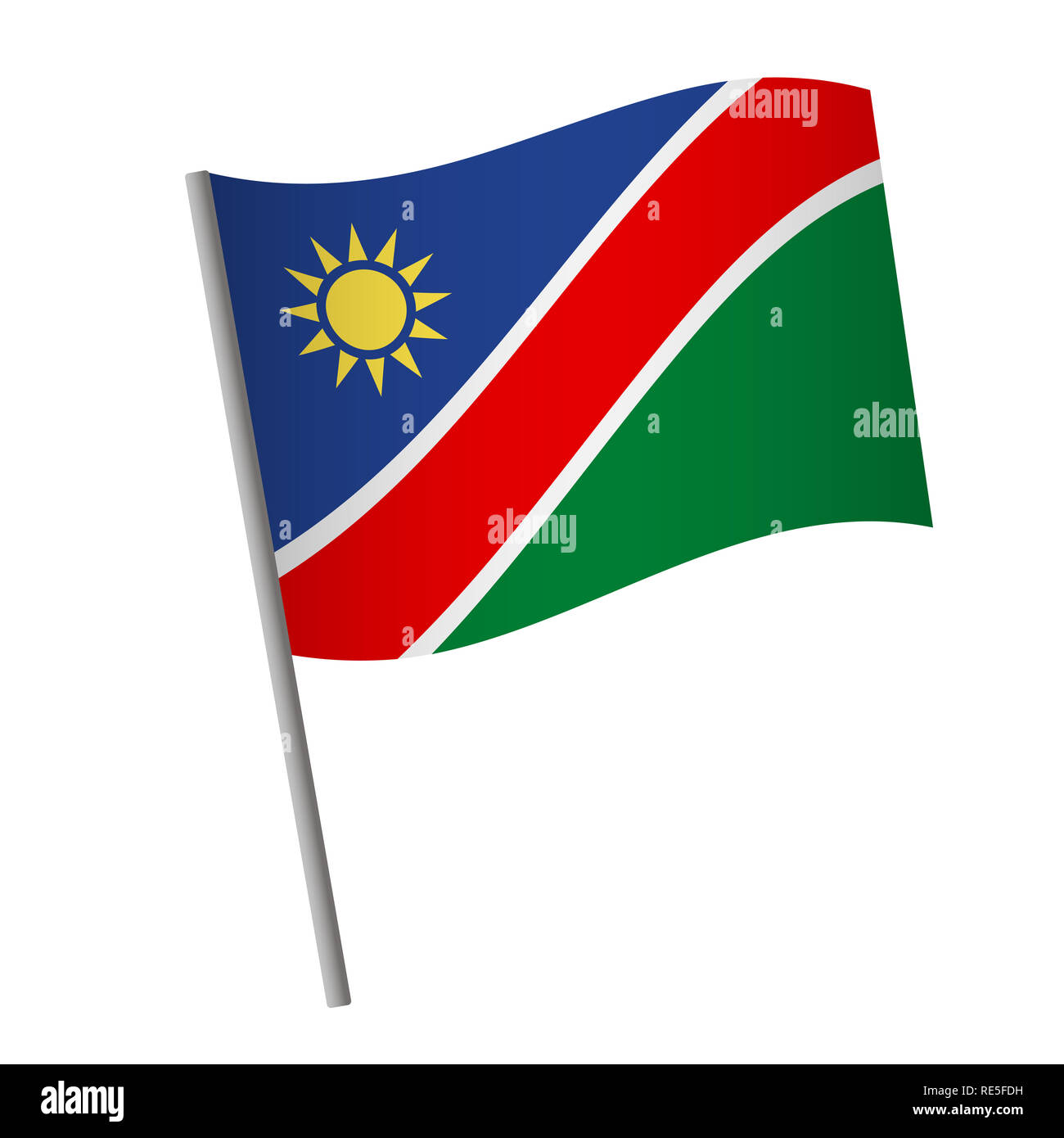 Namibia flag icon. National flag of Namibia on a pole illustration ...