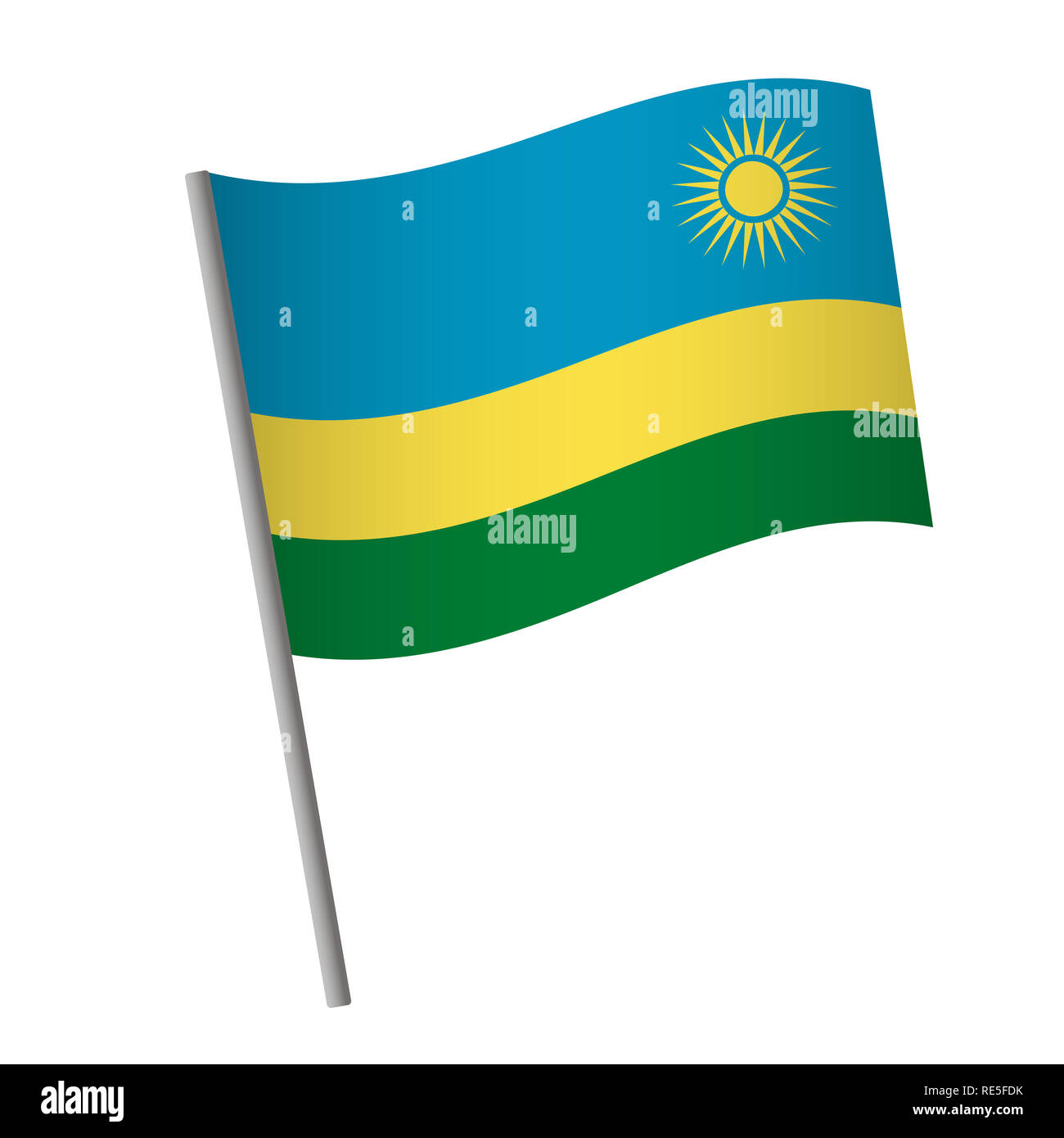 Rwanda flag icon. National flag of Rwanda on a pole illustration Stock ...