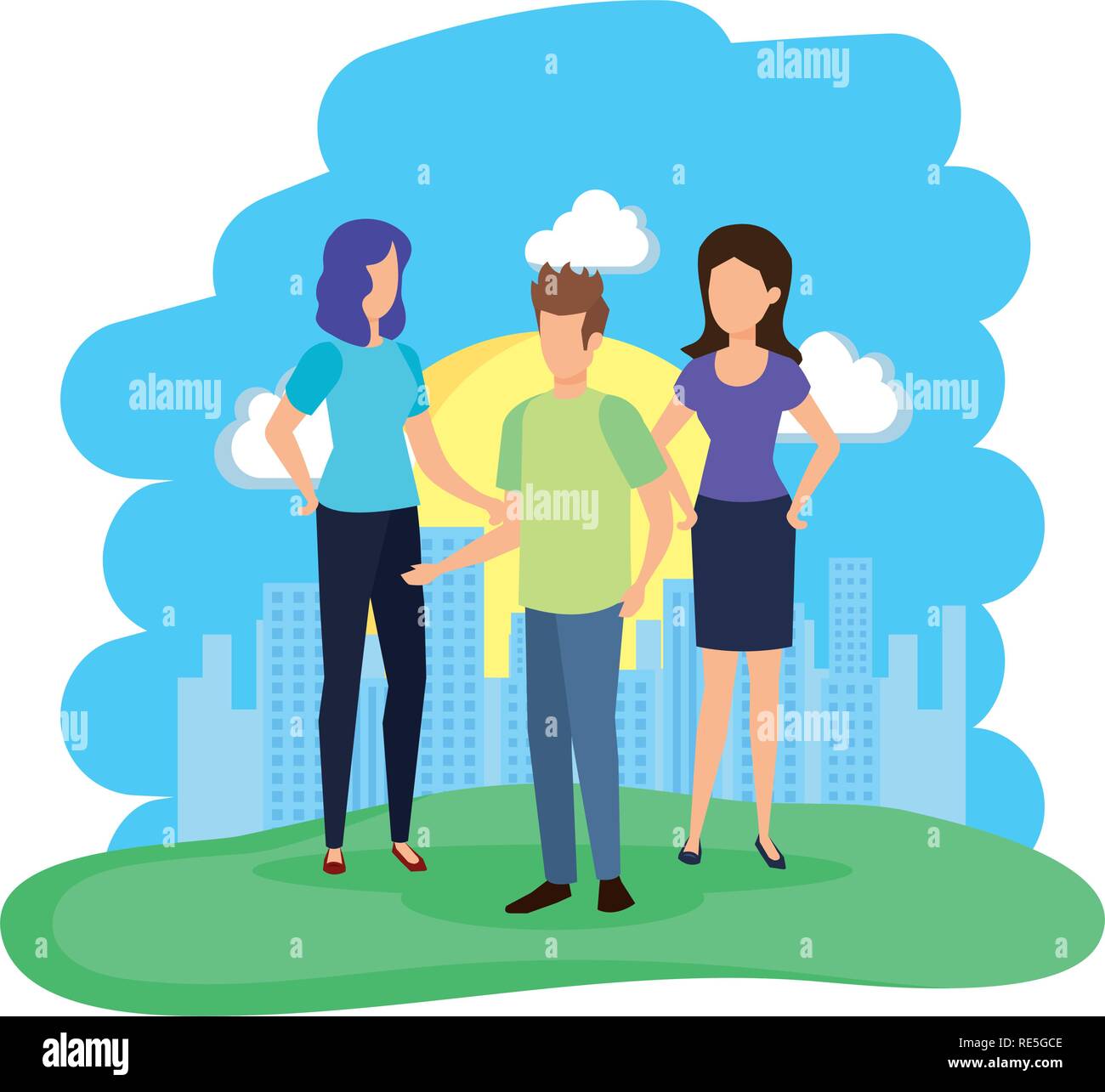 group of people in the landscape Stock Vector Image & Art - Alamy