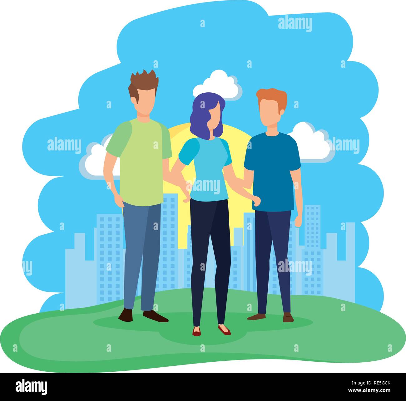 group of people in the landscape Stock Vector Image & Art - Alamy