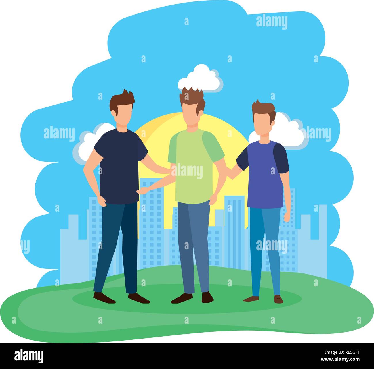 group of men in the field Stock Vector Image & Art - Alamy
