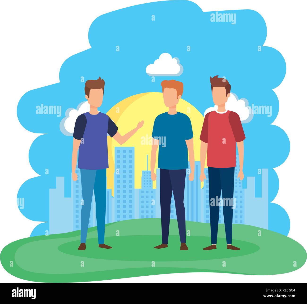 group of men in the field Stock Vector Image & Art - Alamy