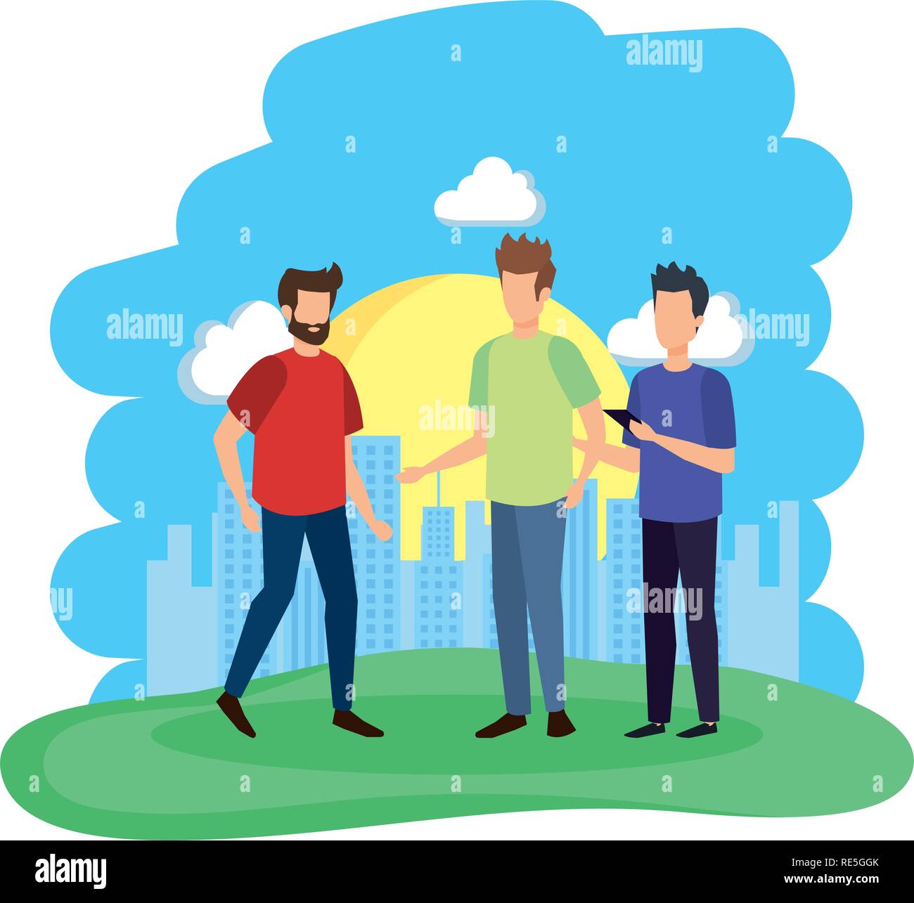 group of men in the field Stock Vector Image & Art - Alamy