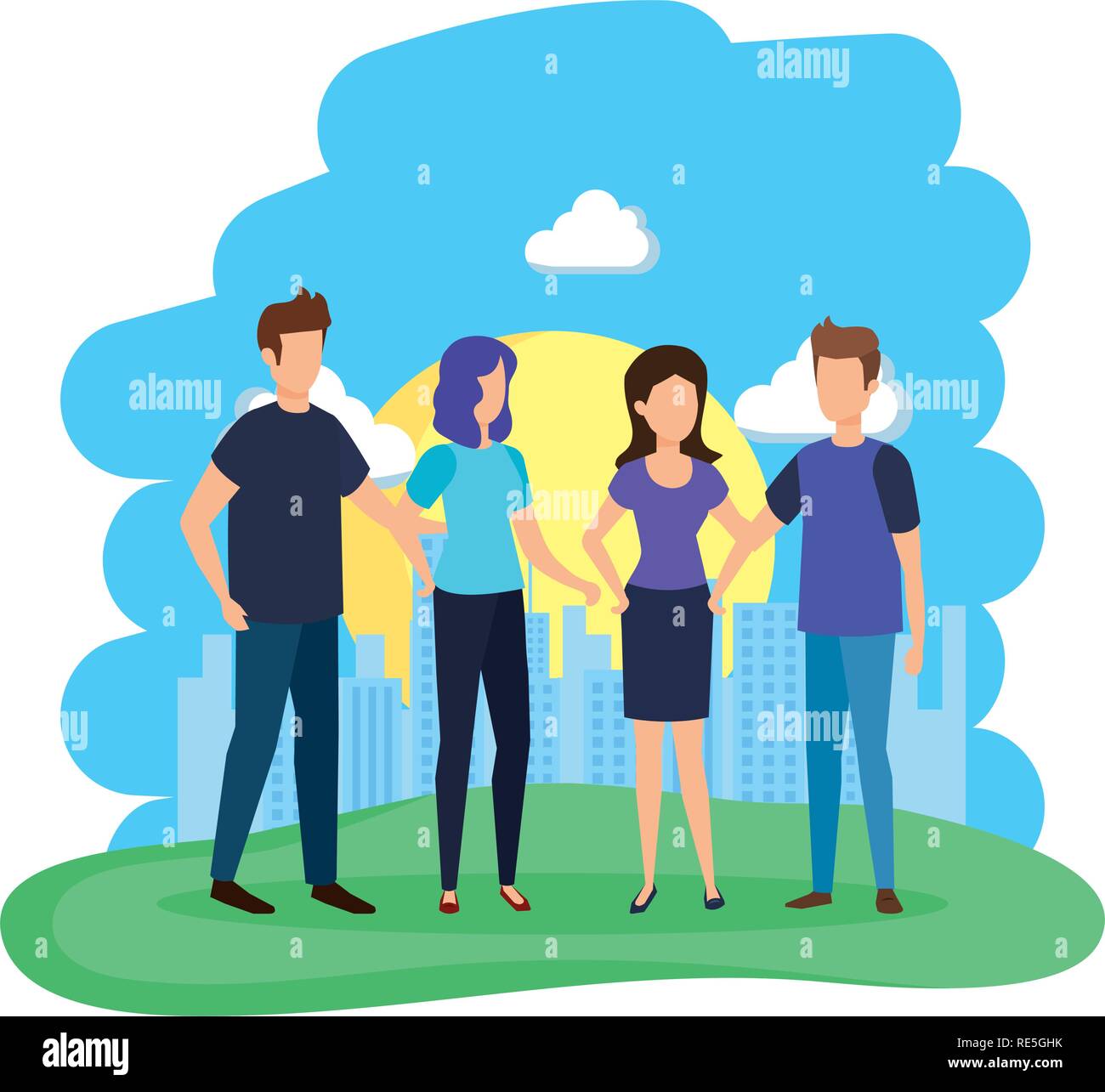 group of people in the landscape Stock Vector Image & Art - Alamy