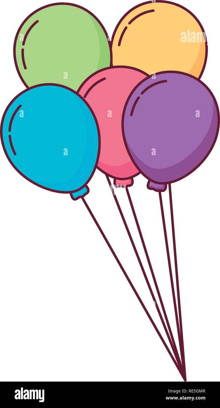Balloons Helium Floating Icon Vector Illustration Design Stock Vector