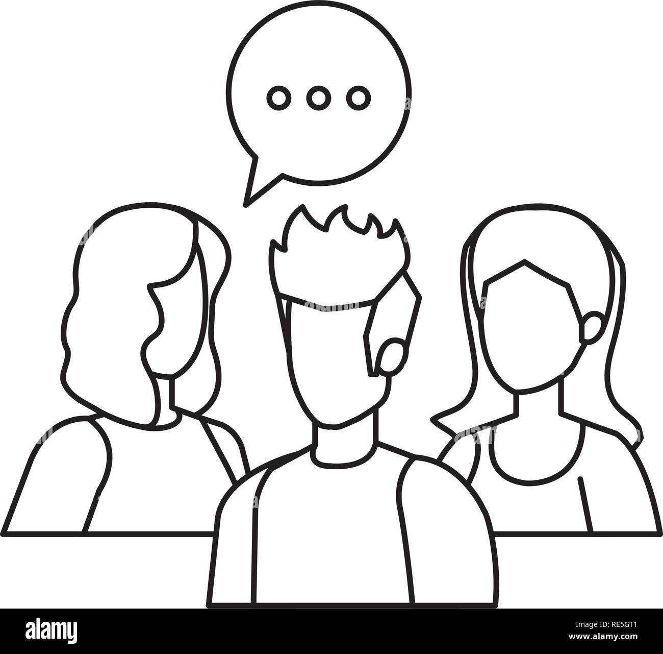 Group diversity people talking Black and White Stock Photos & Images ...